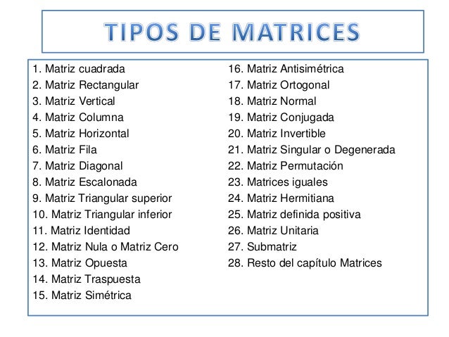 Tipos de matrices