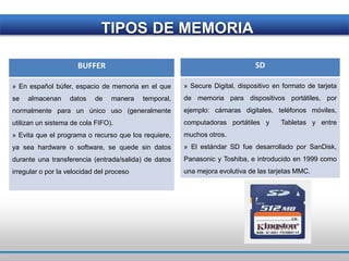 Tipos de Memoria | PPTX