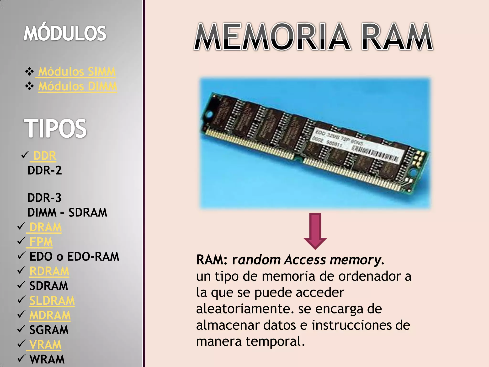 Tipos de memoria ram. | PDF
