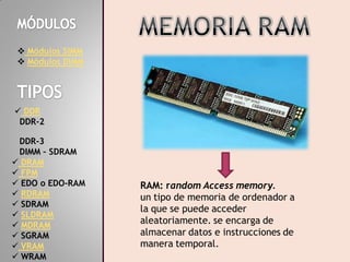 Tipos de memoria ram. | PDF