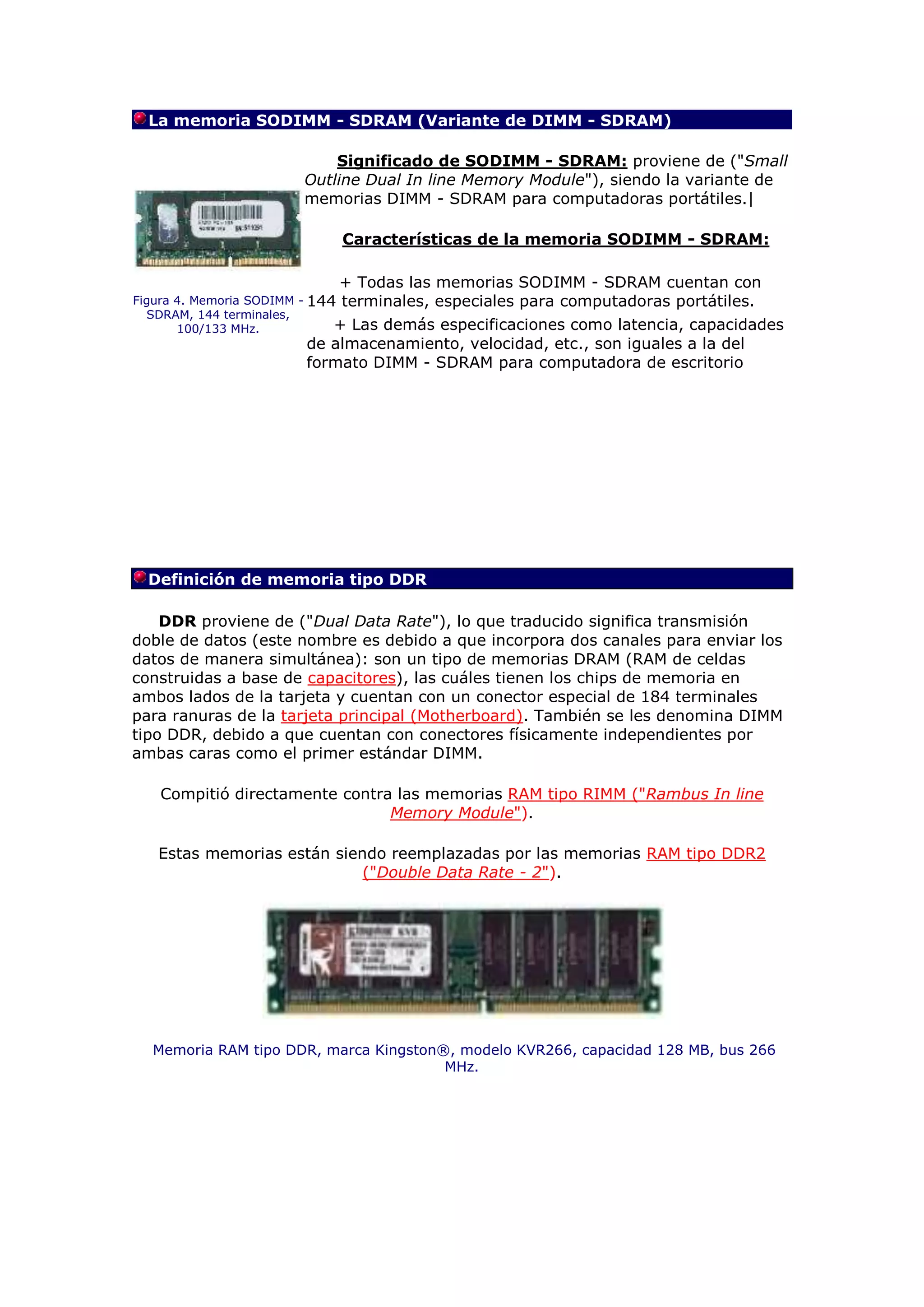 Tipos de memoria ram por orden cronologico | DOCX