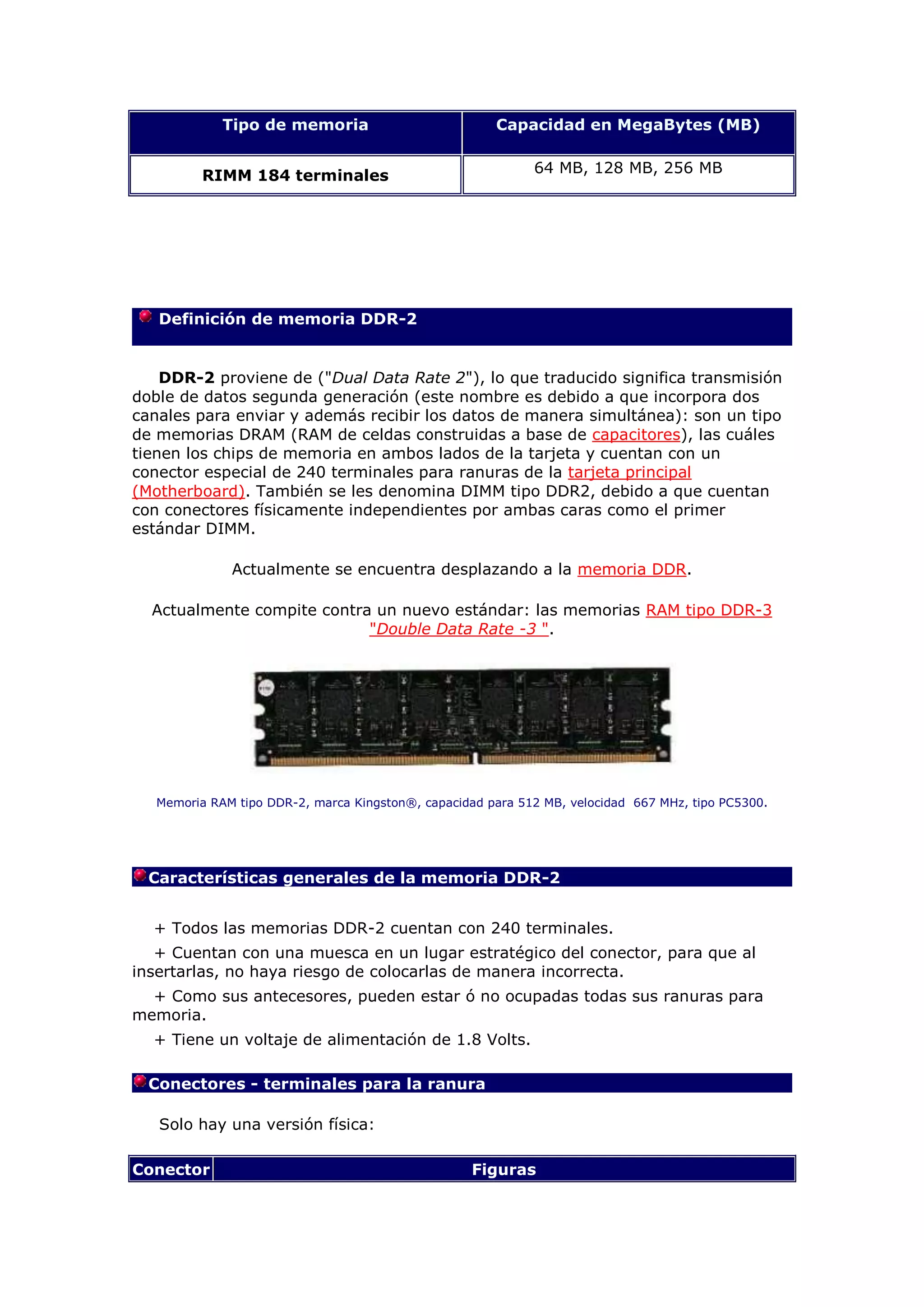 Tipos de memoria ram por orden cronologico | DOCX