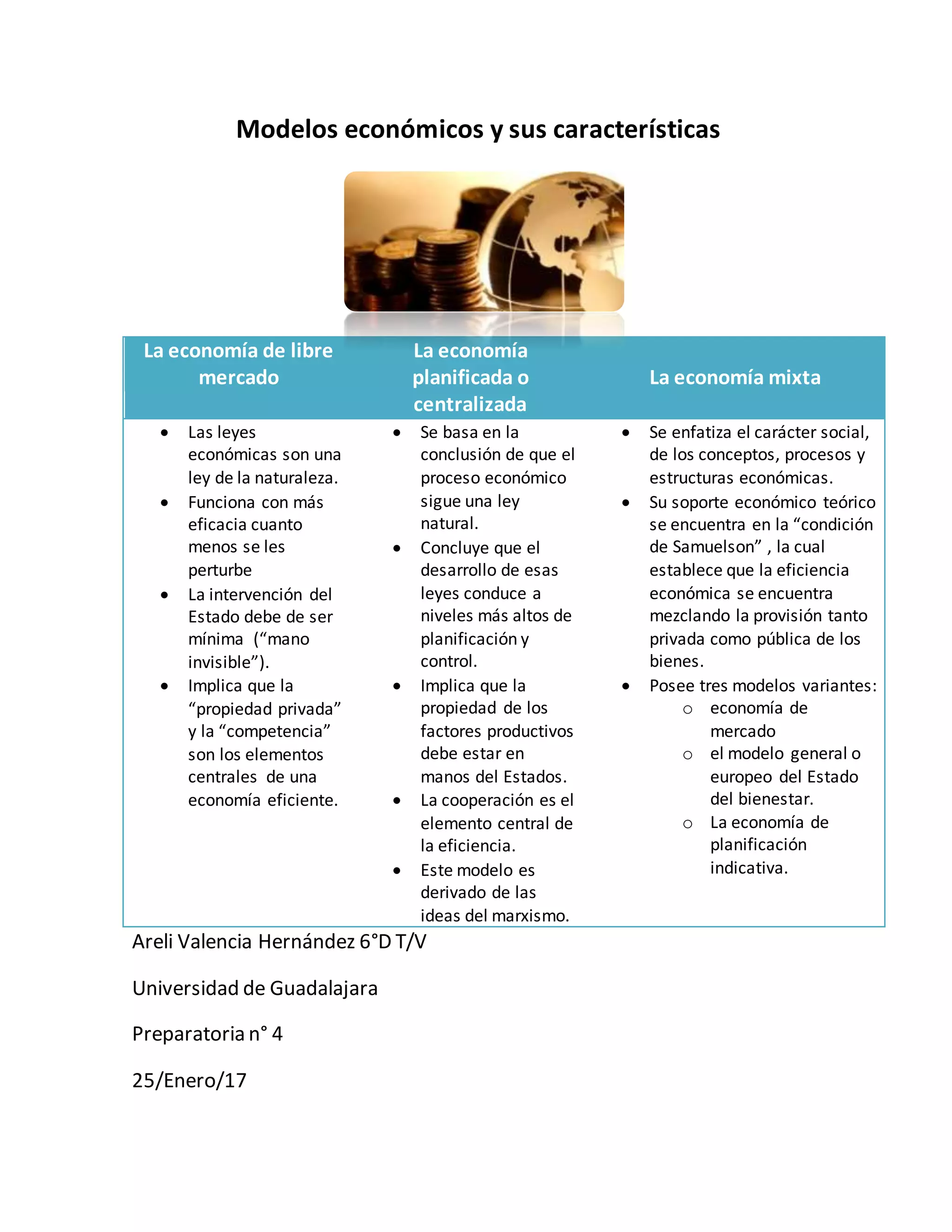 Tipos de modelos económicos y sus características | PDF