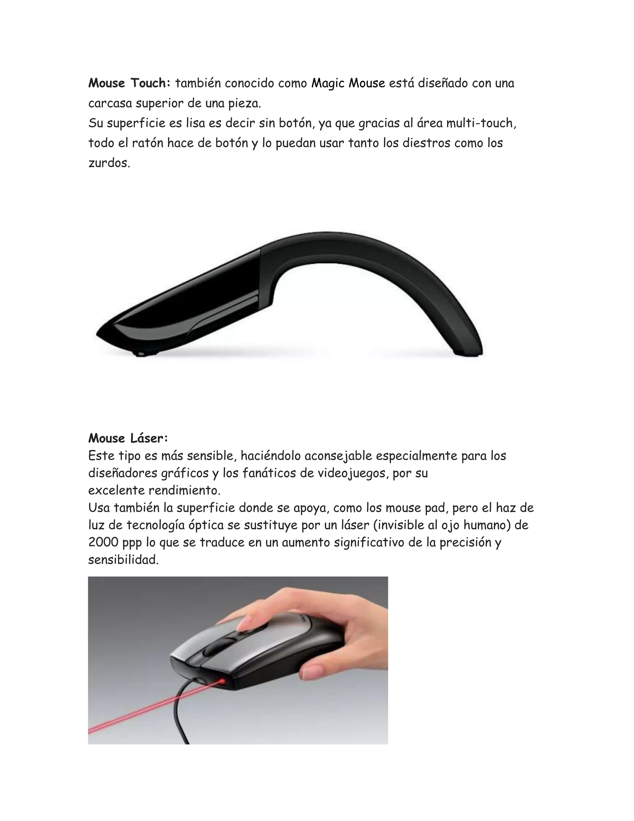 Tipos de mouse y teclados | DOCX