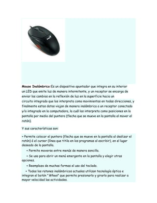 Tipos de mouse y teclados | DOCX