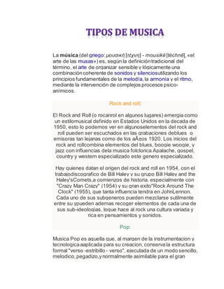 Tipos de musica | DOCX