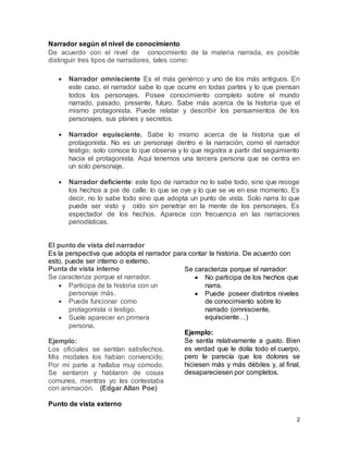 Tipos de narradores y puntos de vista | DOCX