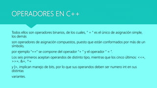 Tipos de operadores para c++ | PPTX