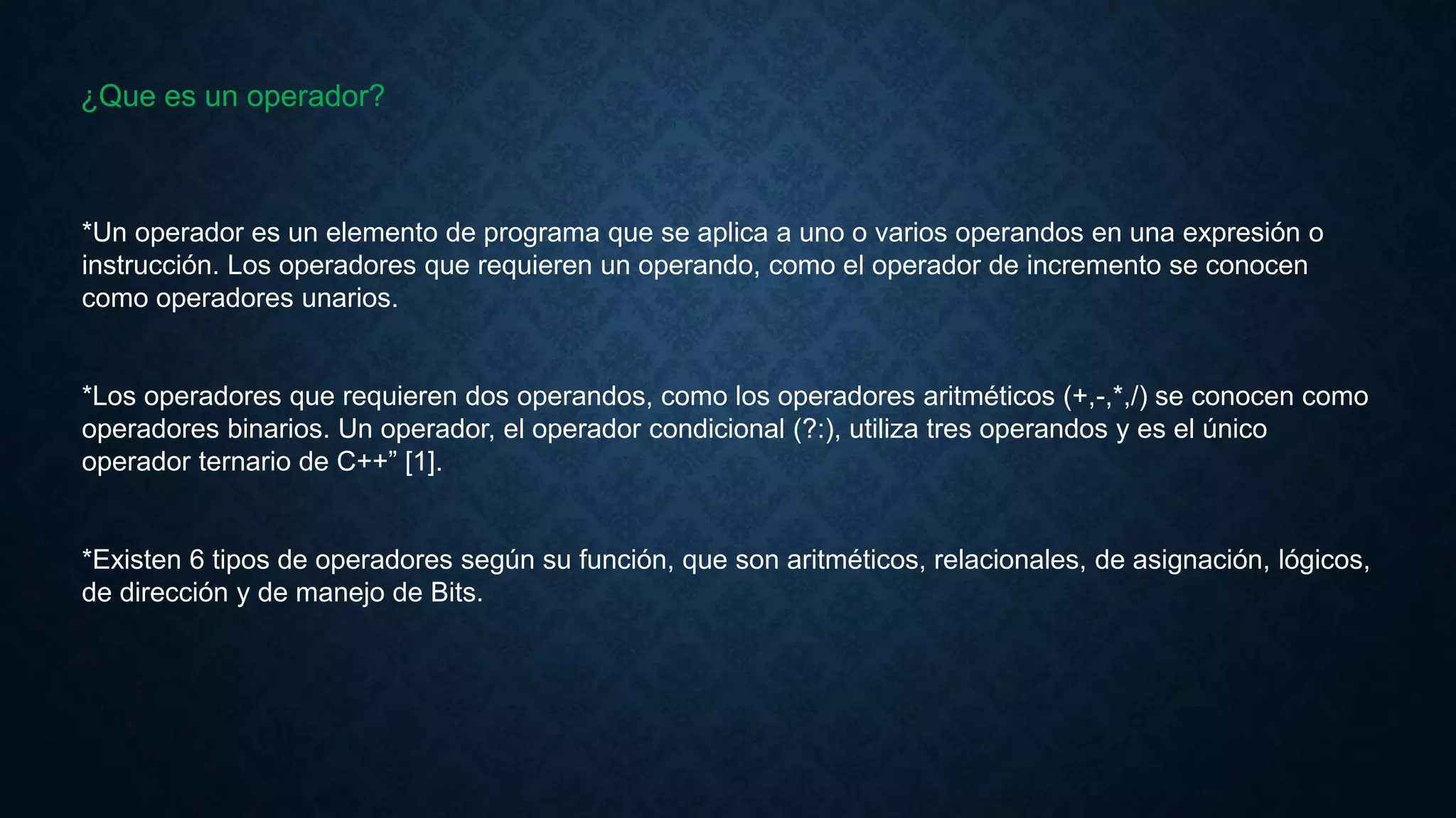 Tipos de operadores_para_c++ | PPT