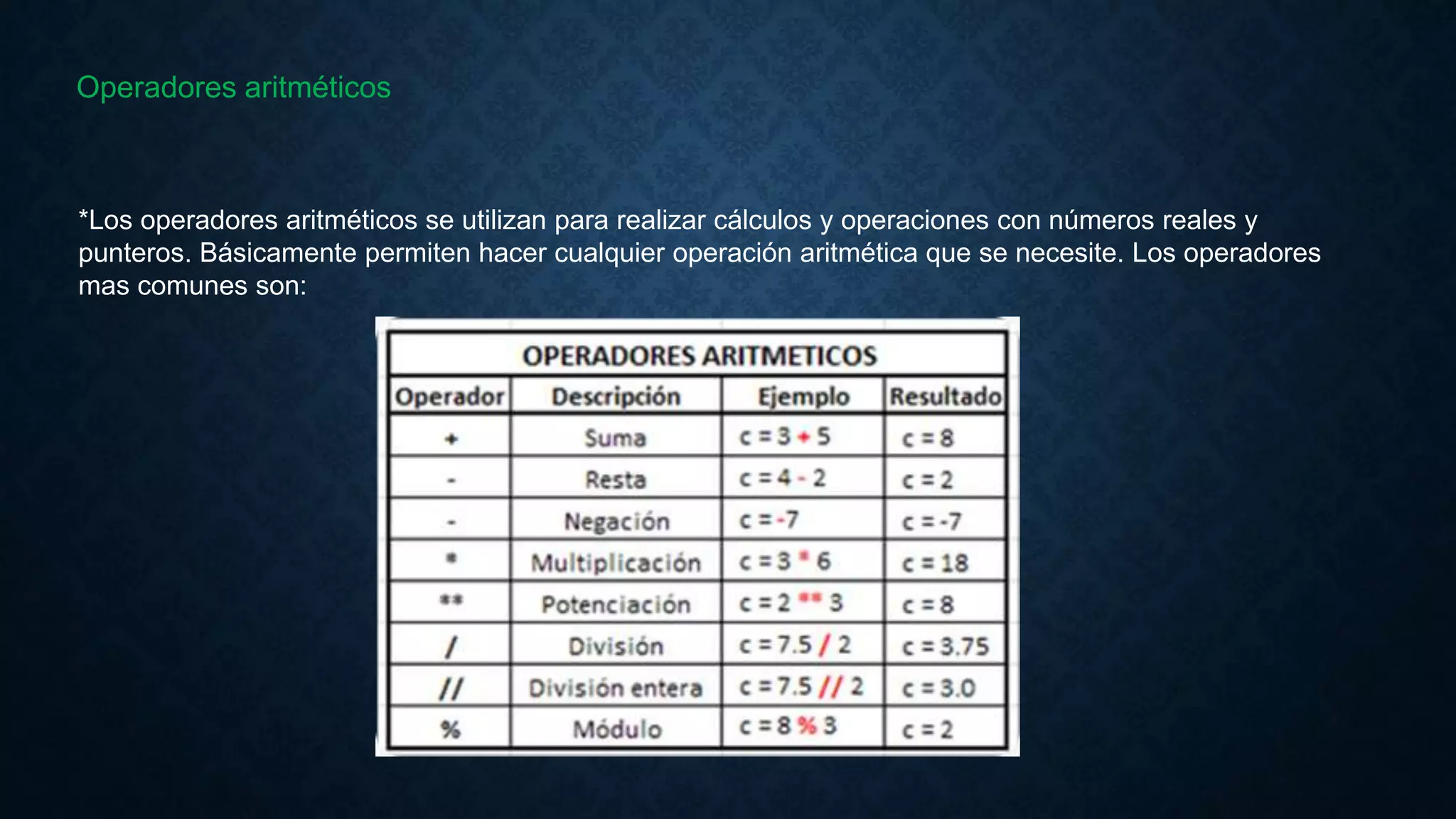 Tipos de operadores_para_c++ | PPT