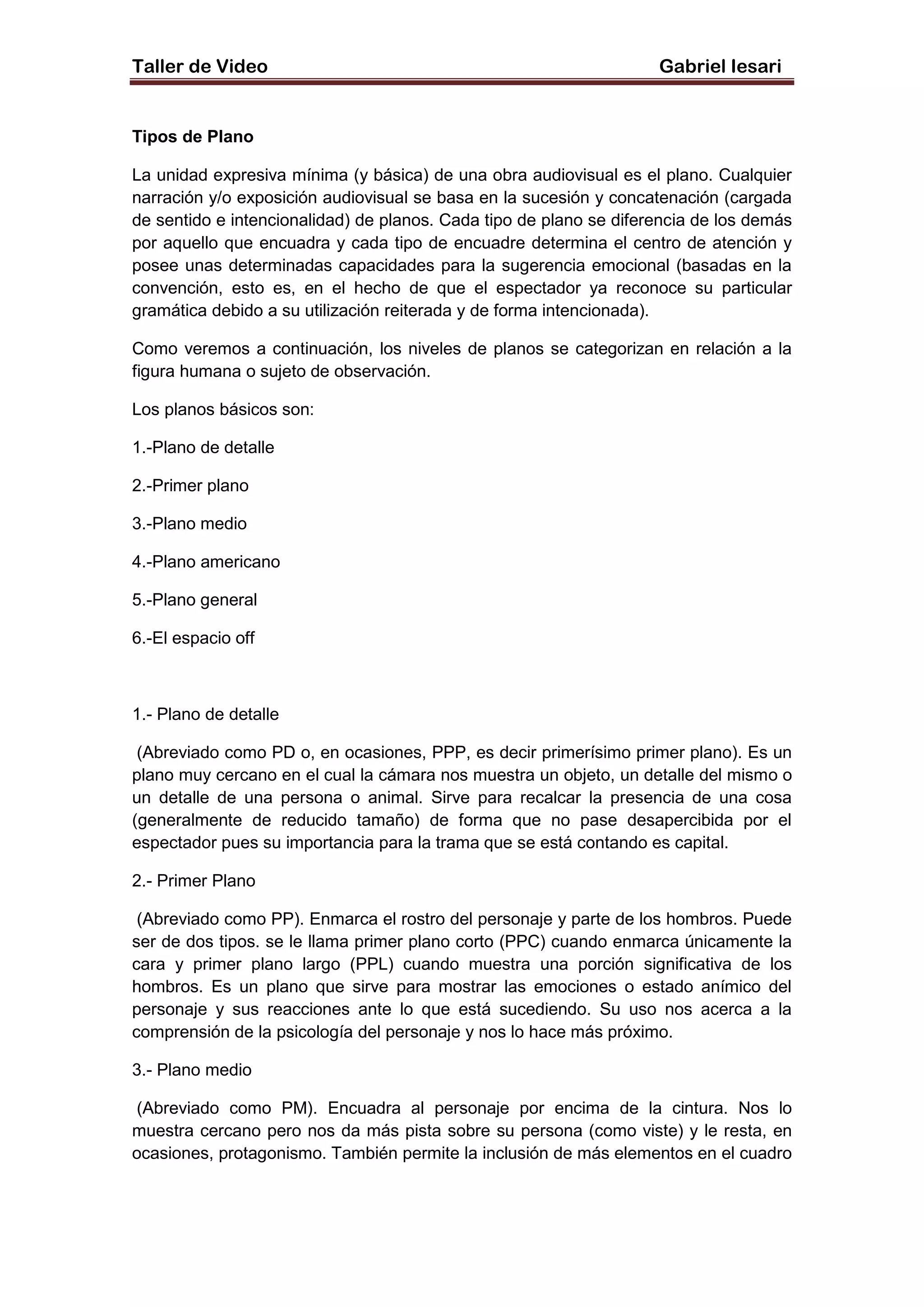 Tipos de plano | PDF