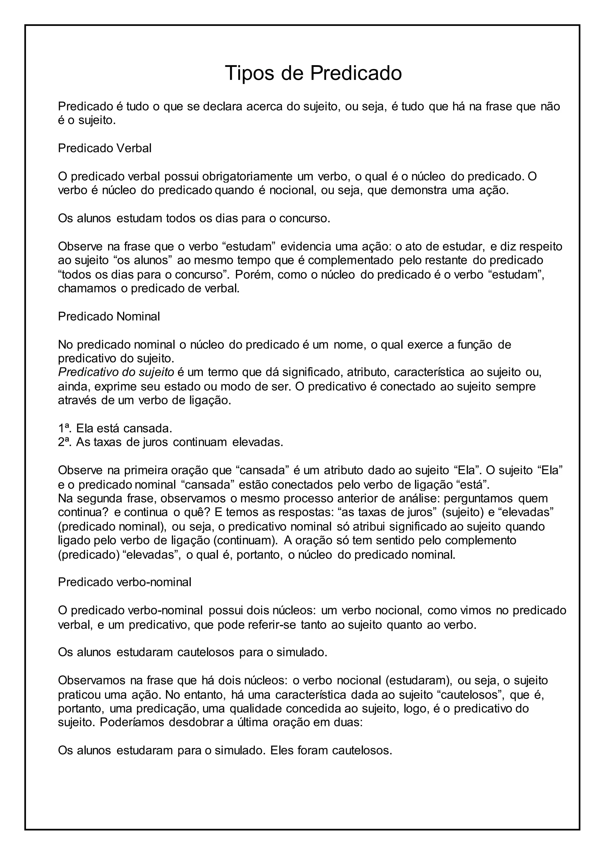 Tipos de predicado 05 de abril | DOCX