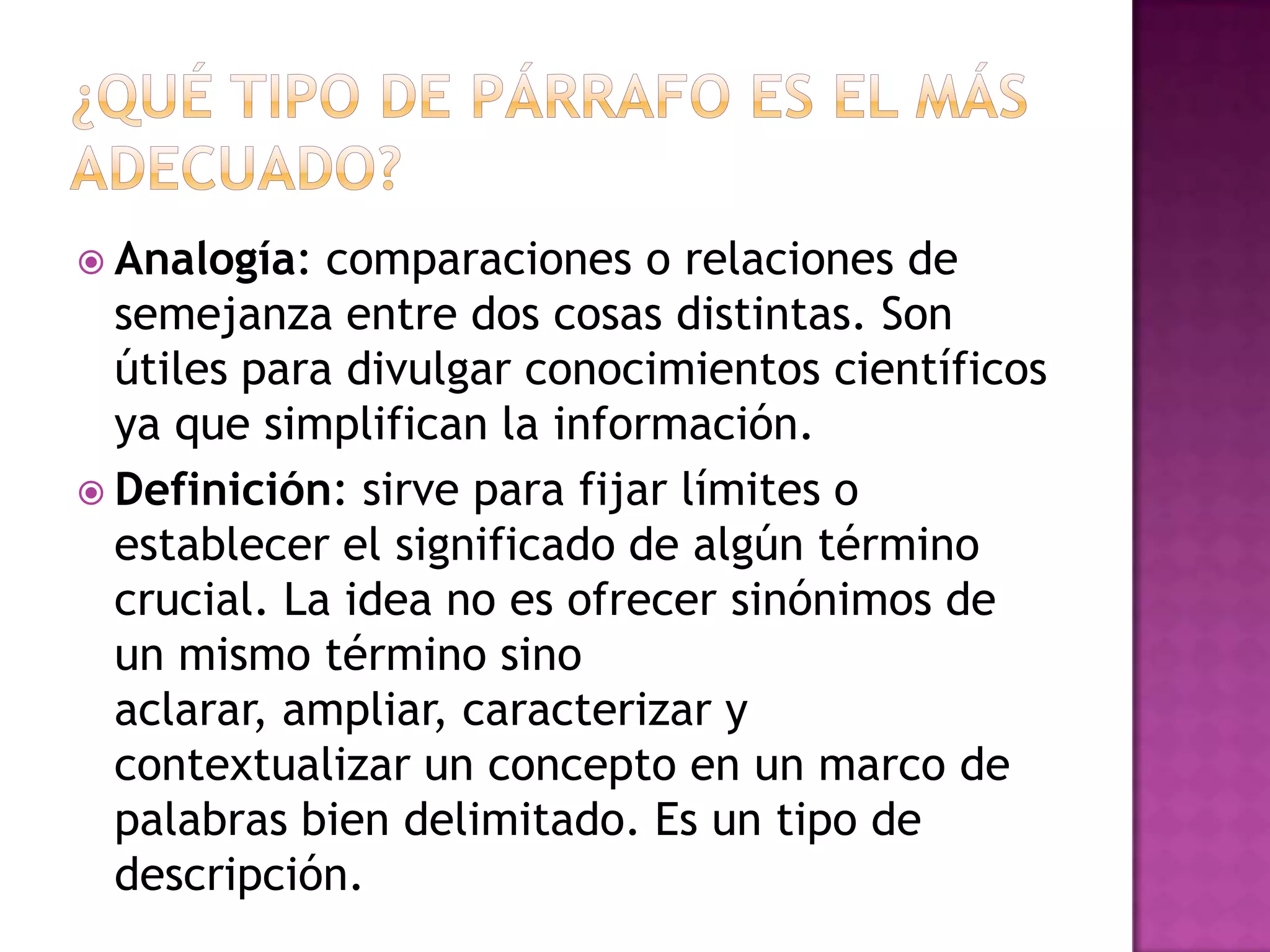 Tipos de párrafos y textos | PPTX