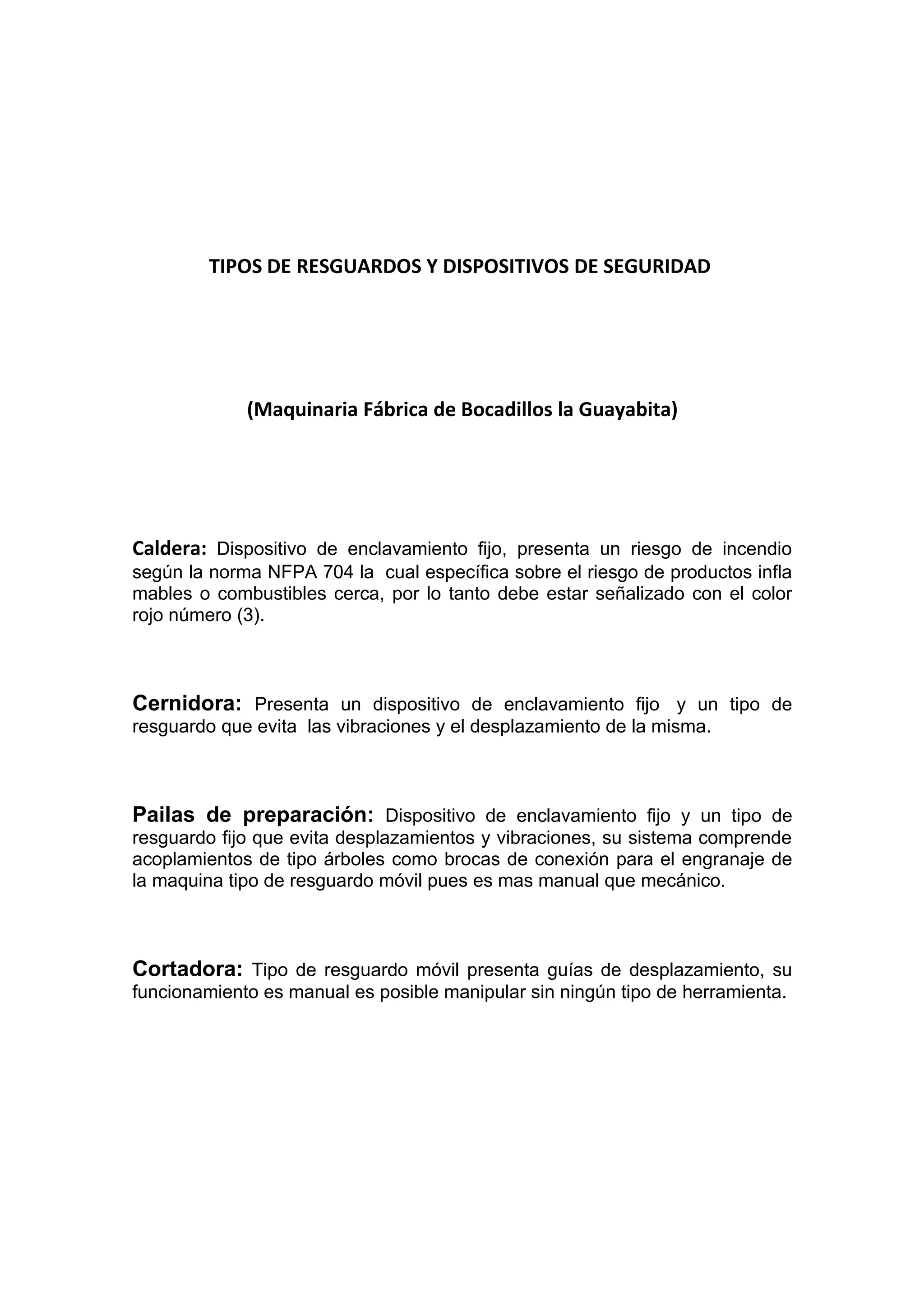Tipos De Resguardos Y Dispositivos De Seguridad | DOC