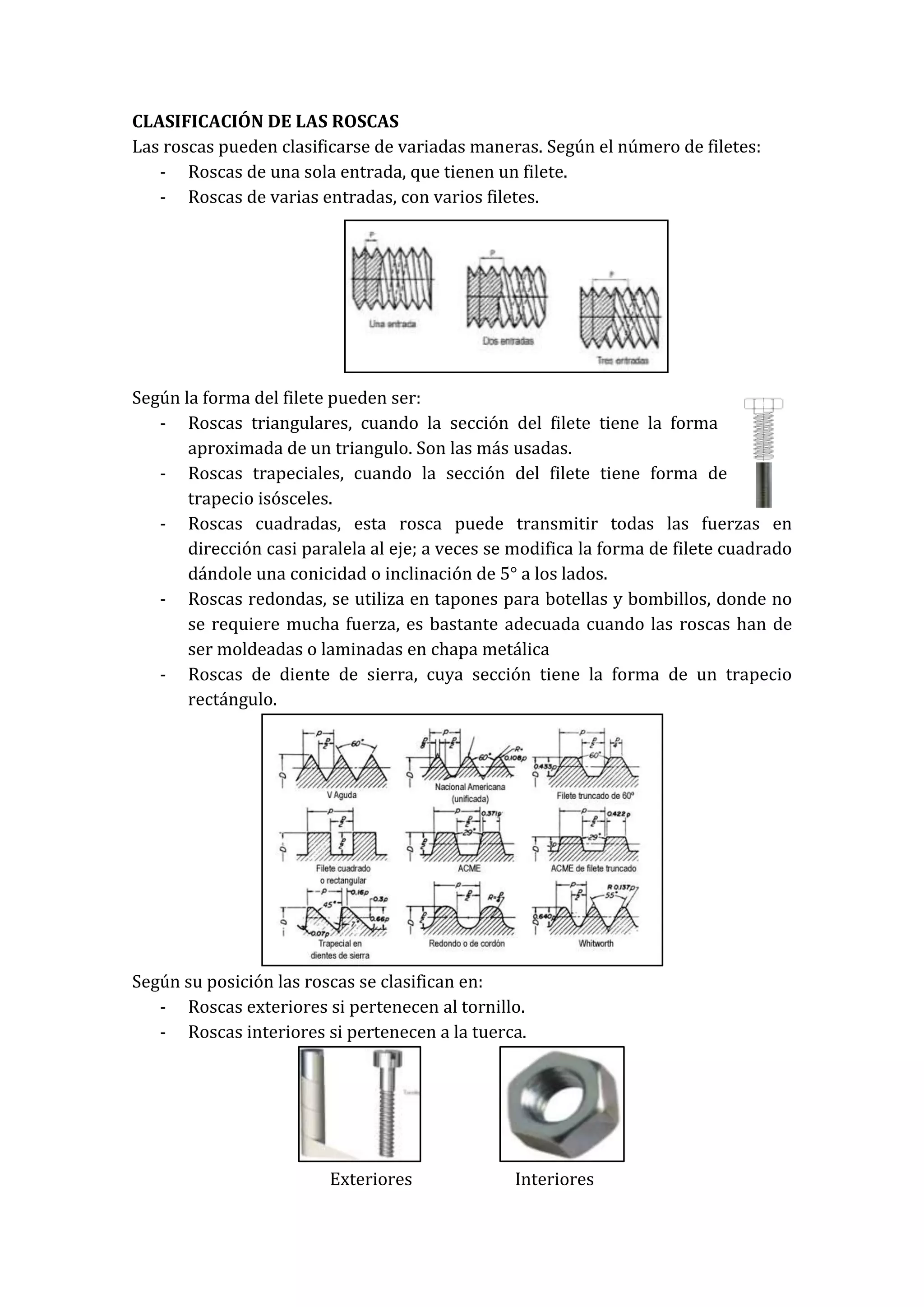 Tipos de roscas y sus parámetros principales | DOCX