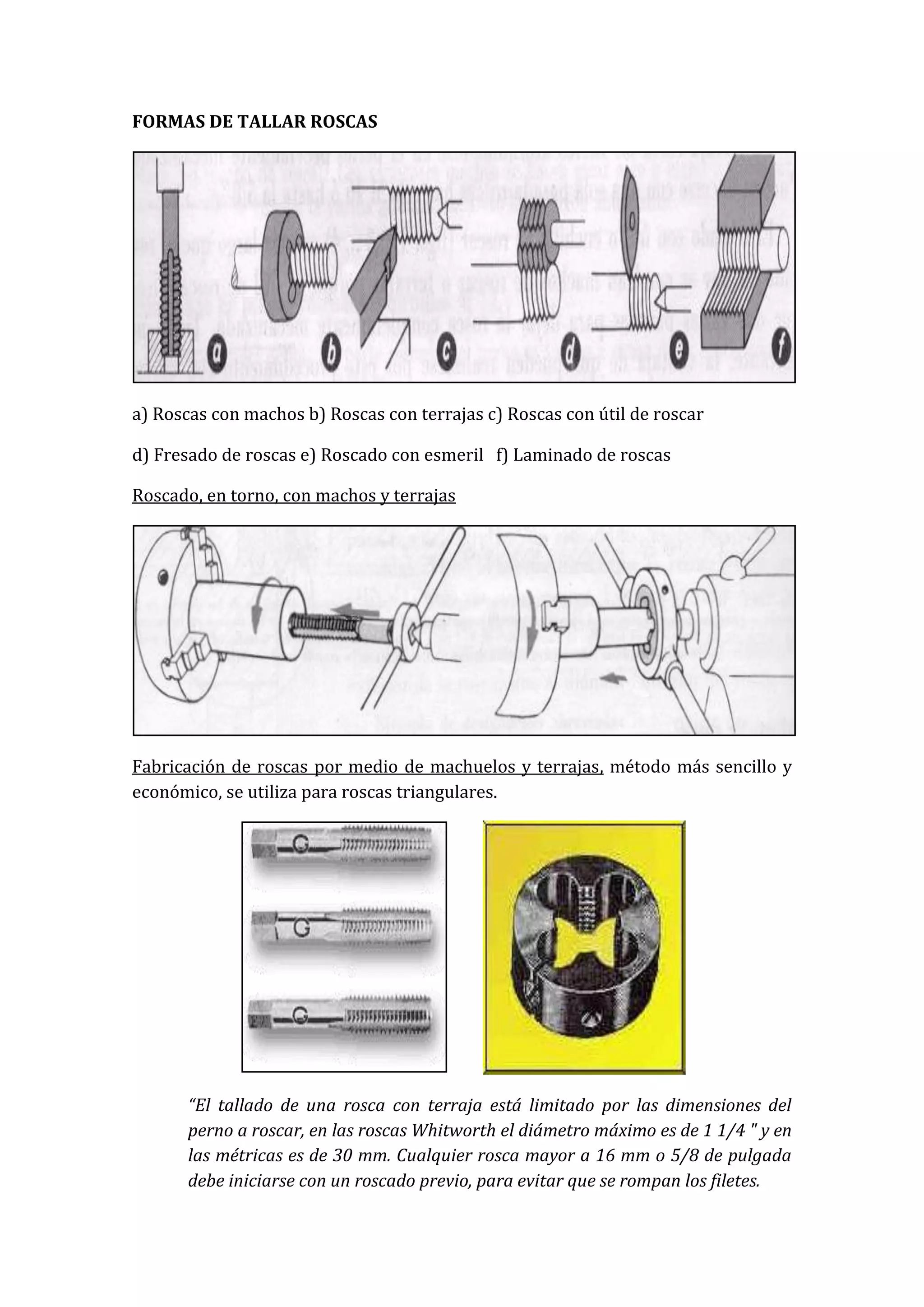 Tipos de roscas y sus parámetros principales | DOCX