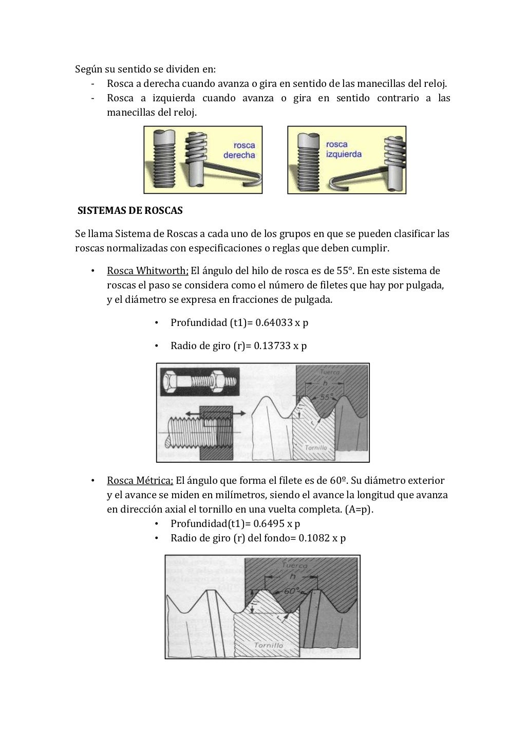 Roscas y tipos de Roscas