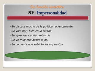 Types of SE in Spanish | PPT