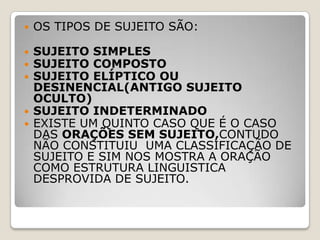 Tipos de sujeito | PPTX