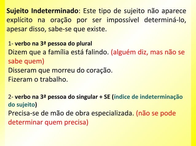 Tipos de sujeito | PPT
