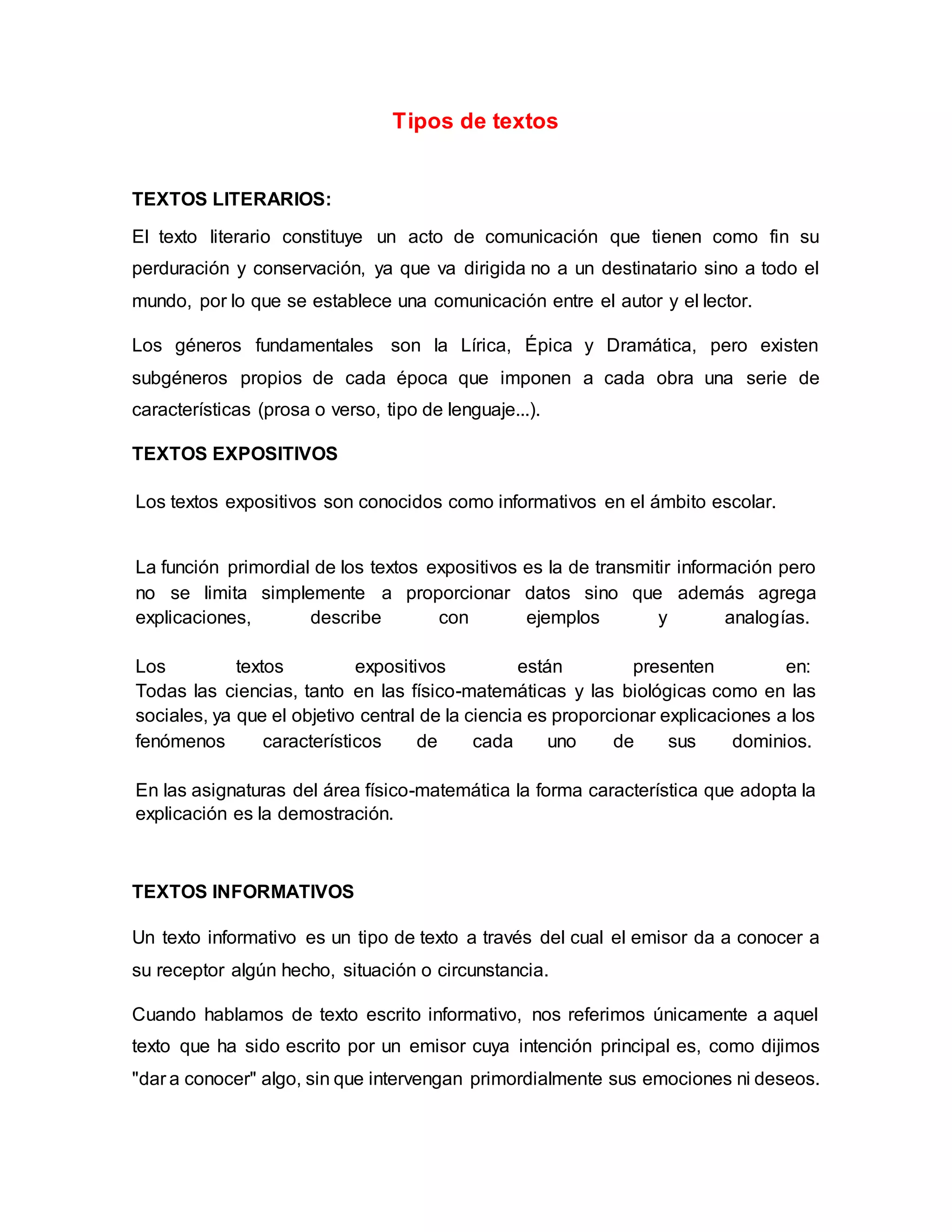 Tipos de textos | PDF