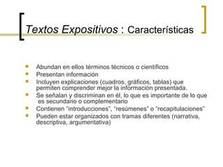 Tipos de textos y sus características | PPT