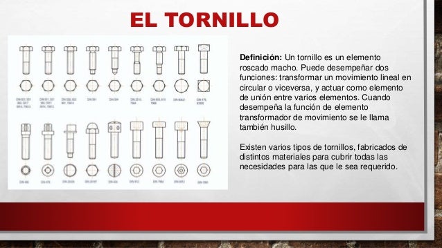 Tipos de tornillos y clasificación