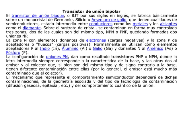 Tipos de transistores | PPTX | Chemistry | Science