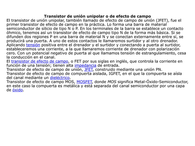 Tipos de transistores | PPTX | Chemistry | Science