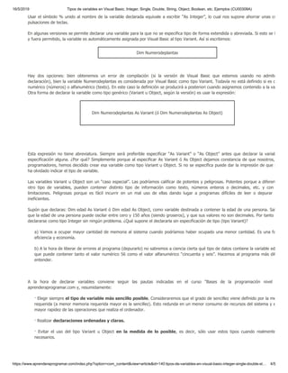 Tipos de variables en visual basic ejemplos | PDF