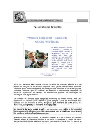 Tipos e momentos de memoria | DOC