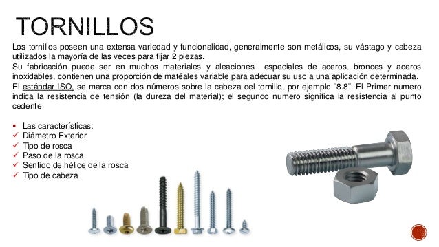 Tipos y clasificación de los tornillos. Anthony Molina 24.931.544