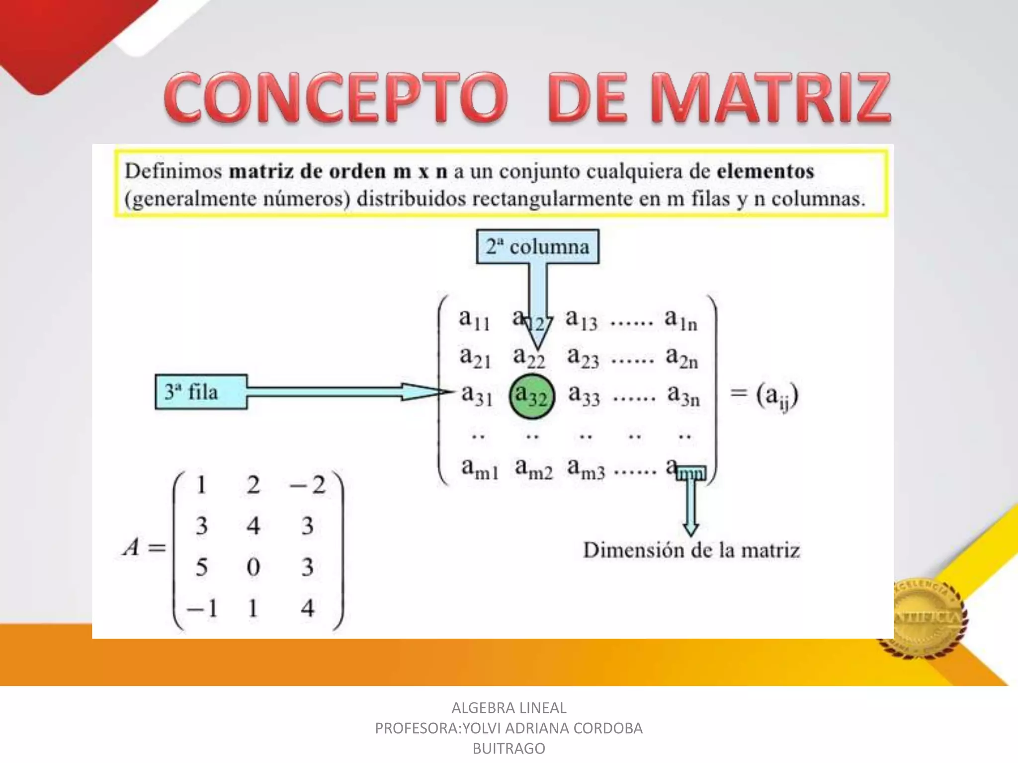 Tipos y operatoria de matrices | PPT