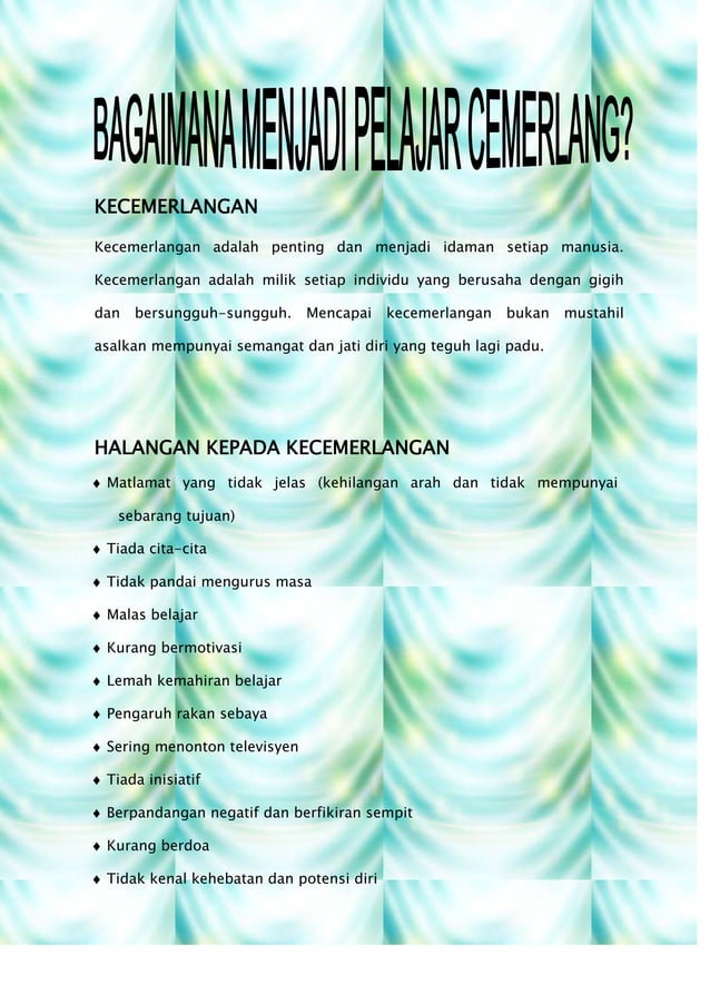 Tip Pelajar Cemerlang | DOCX