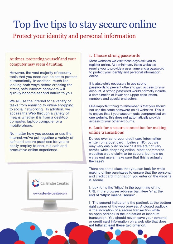 Tips Five Tips To Stay Safe Online by Callender Creates