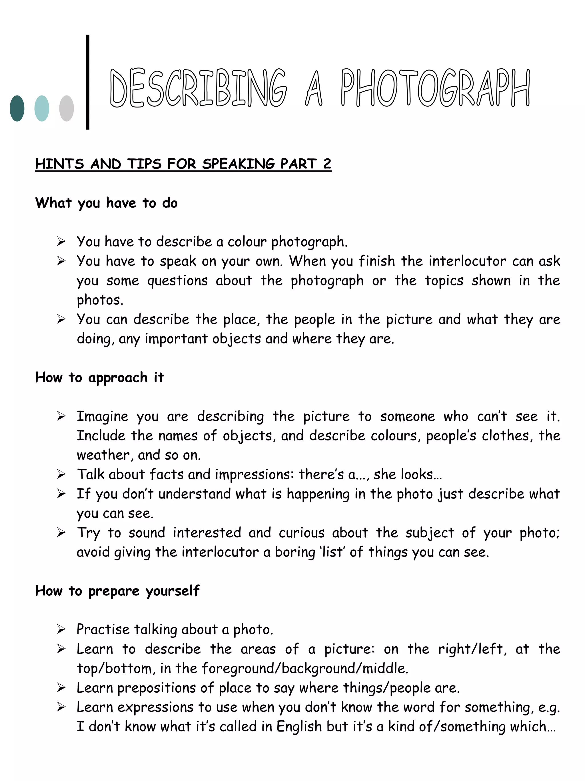 Tips for the oral exam | PPS