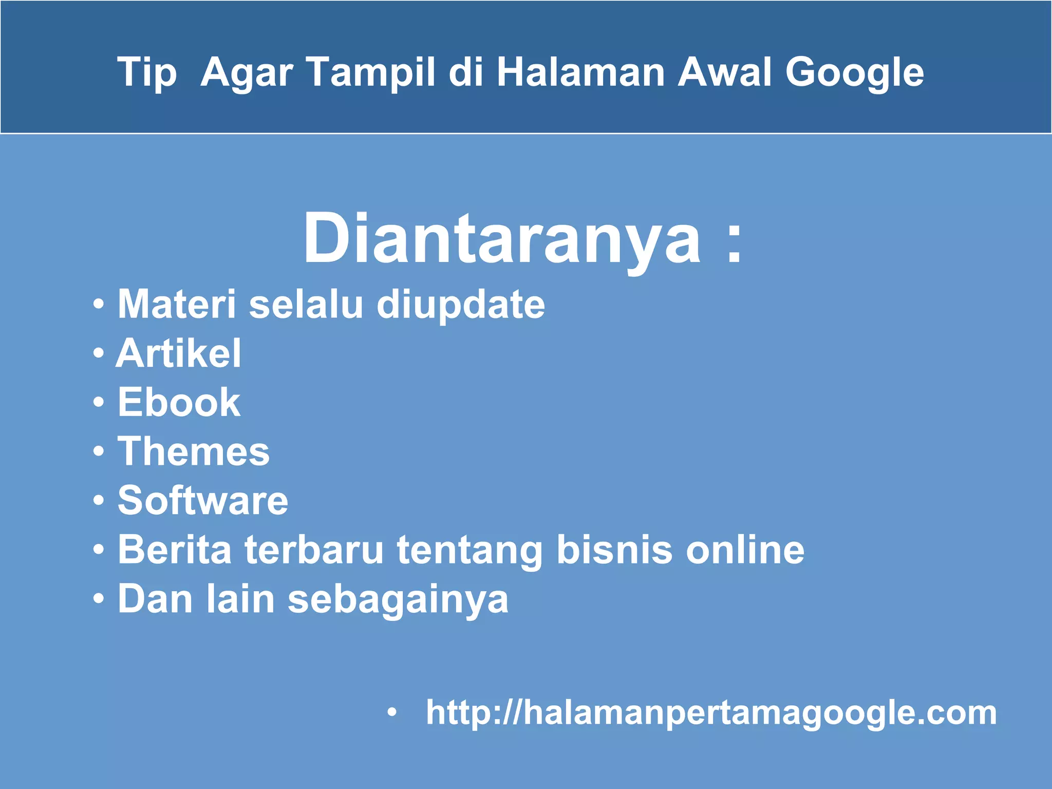 Tips halaman-awal-google atau halaman pertama google | PPSX