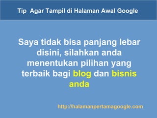 Tips halaman-awal-google atau halaman pertama google | PPSX