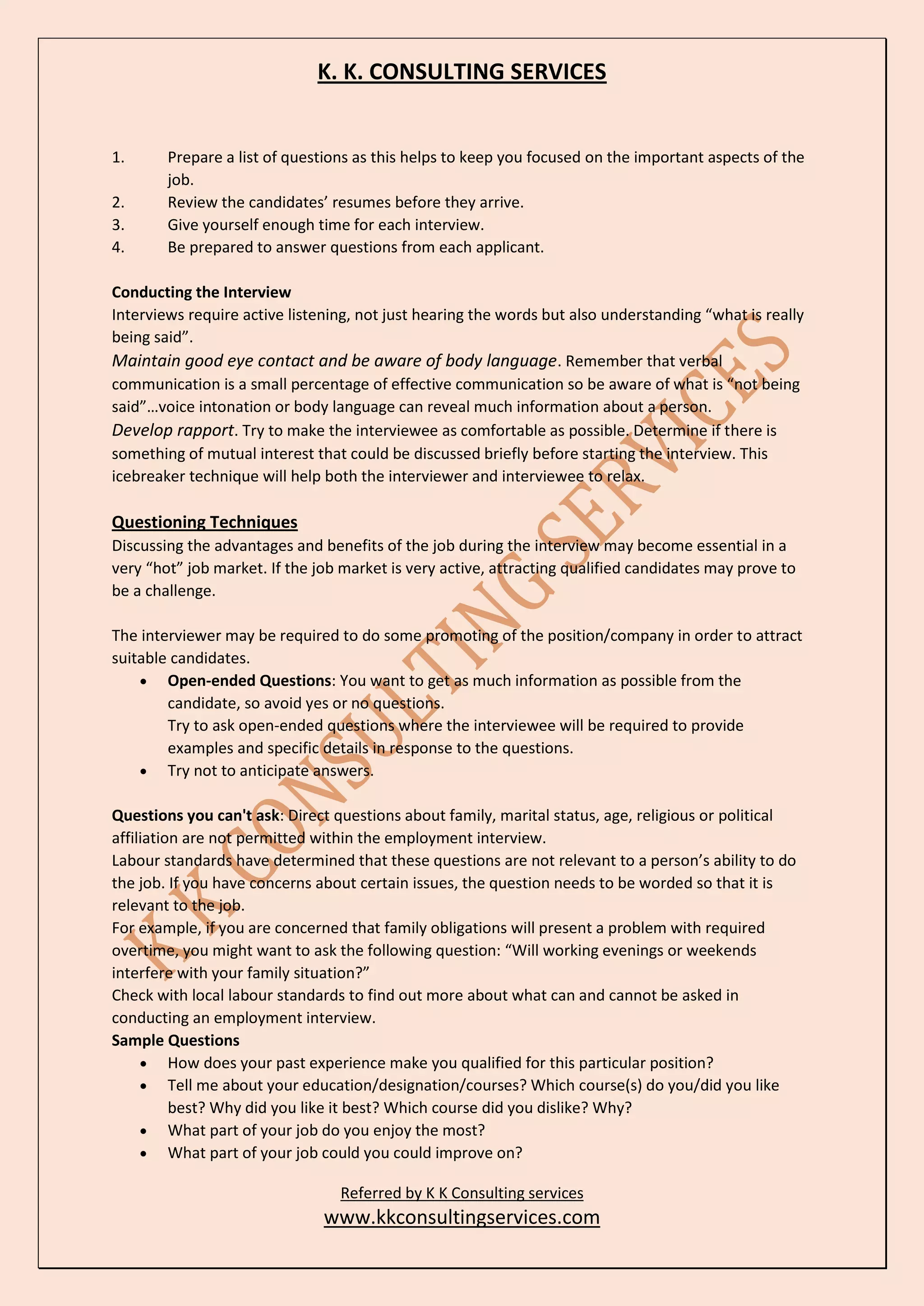 Tips - How to interview a candidate | PDF