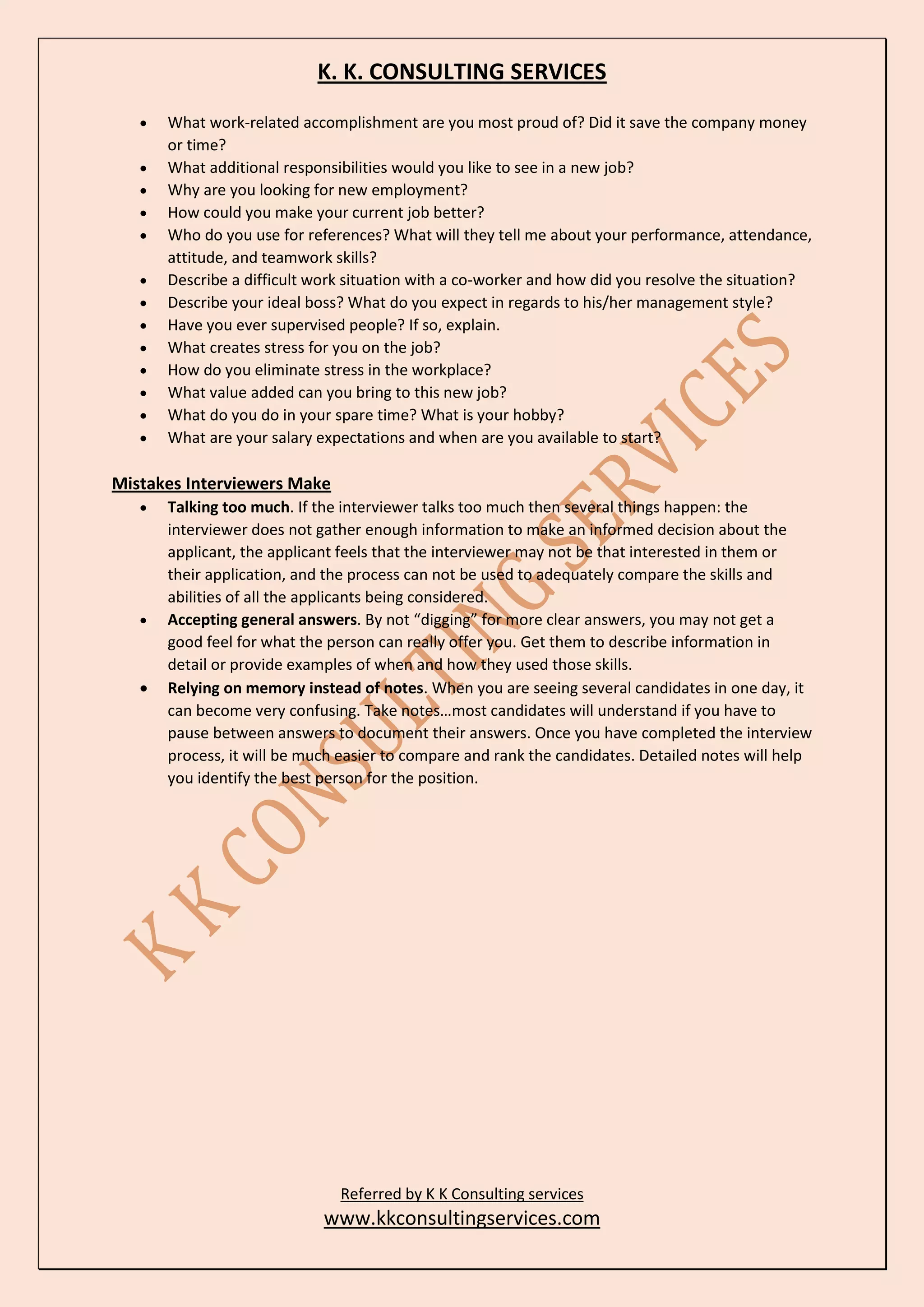 Tips - How to interview a candidate | PDF