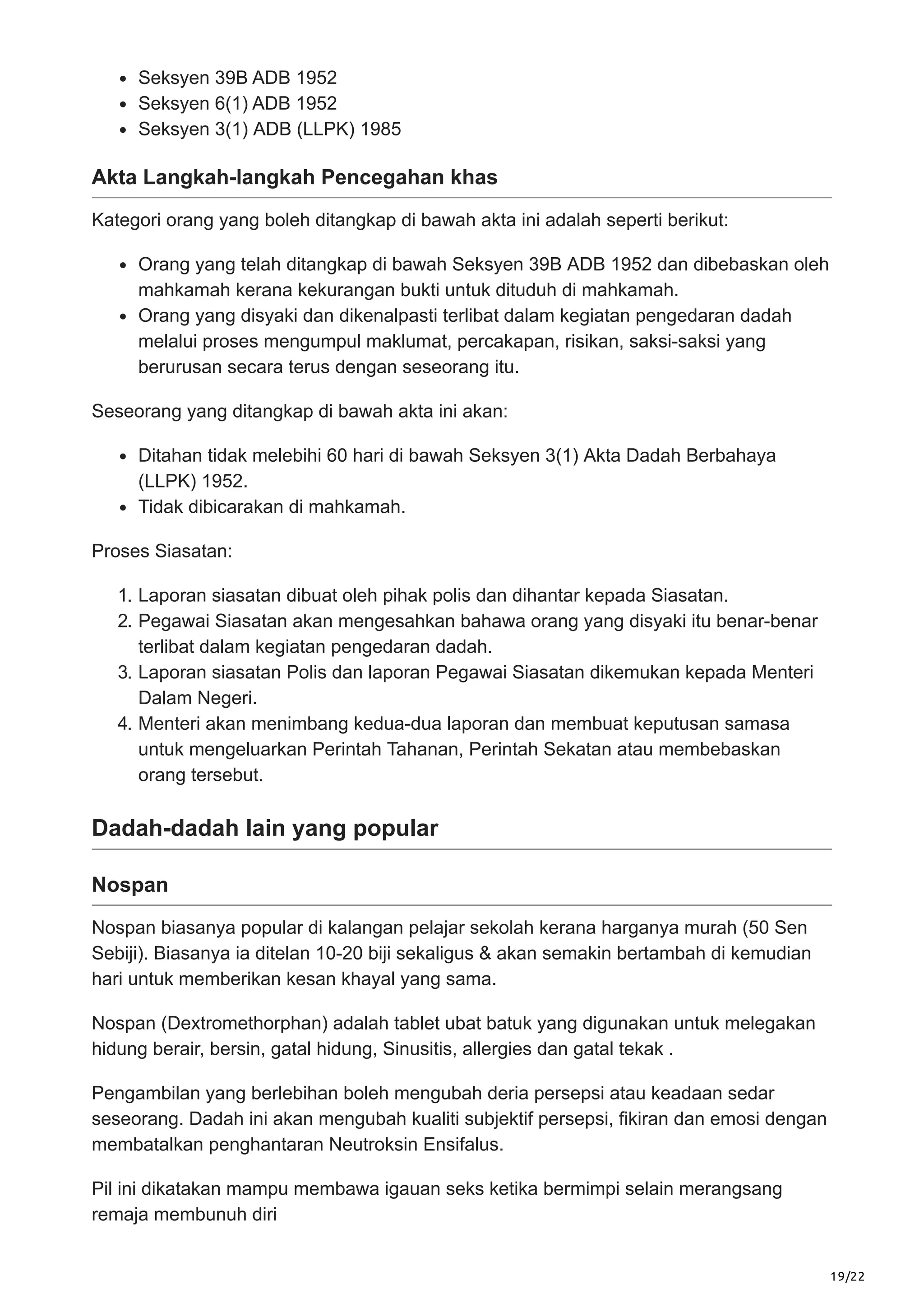 Tips kesihatan.com-Kenali Dadah – Jenis, Kesan dan Undang-undang | PDF
