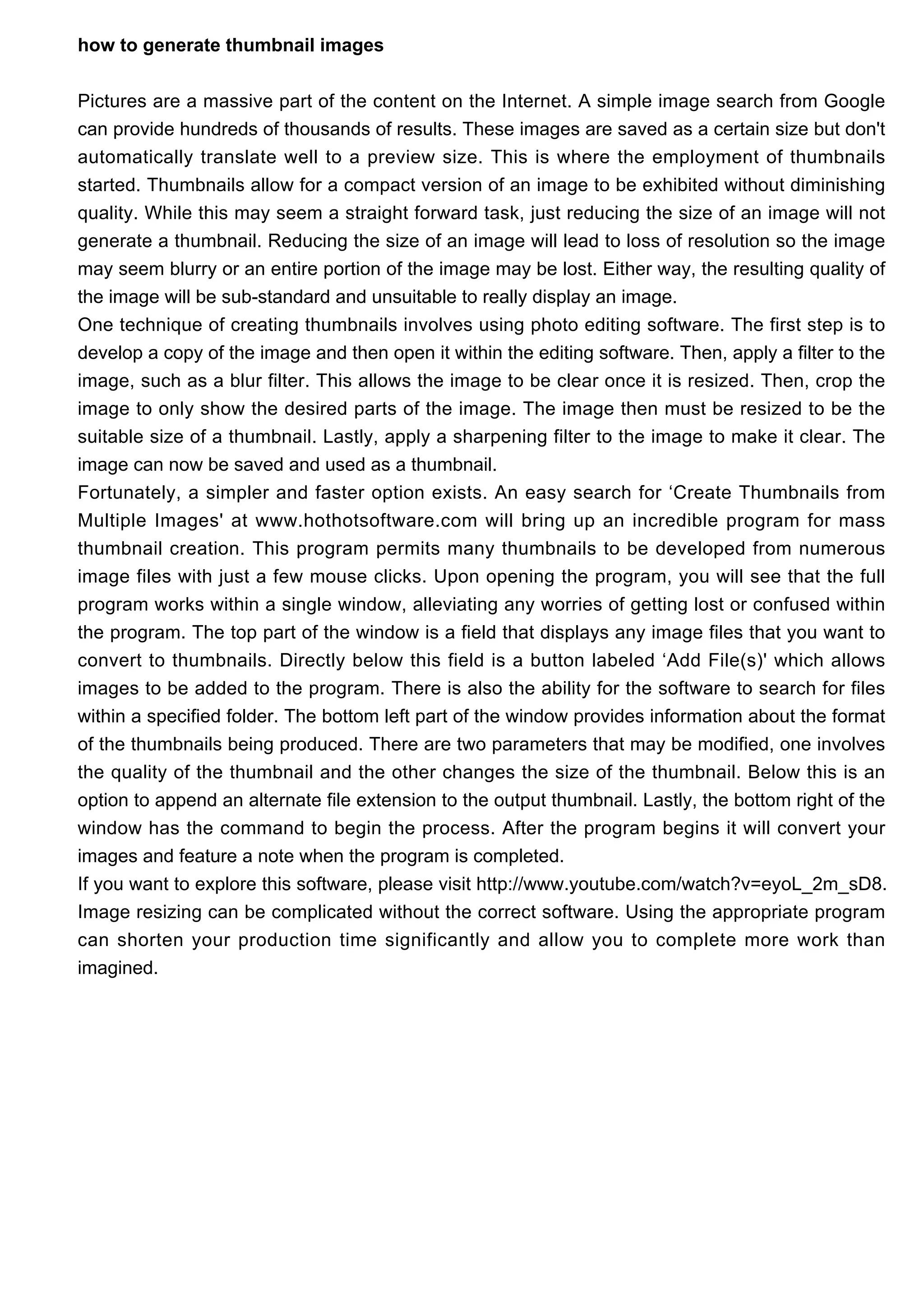 How to Generate Thumbnail Images in Bulk | PDF | Photo Editing Software ...