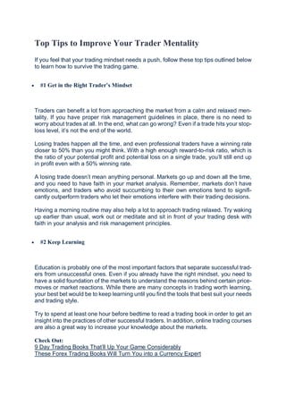 Tips to Improve your Trading Mindset | PDF