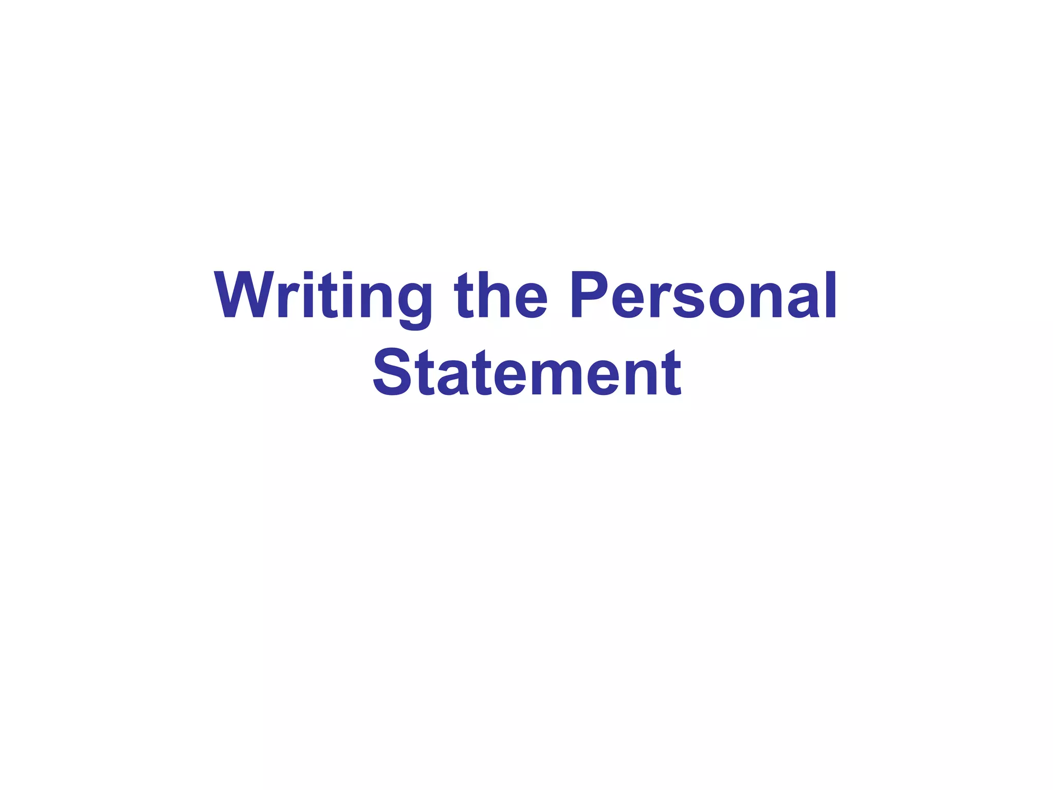 Tips To make a Personal Statement | PPT