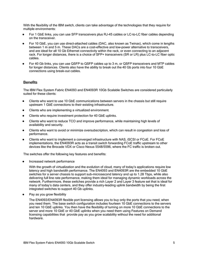 IBM Flex System Fabric EN4093 10Gb Scalable Switch | PDF | Computer Networking | Computing