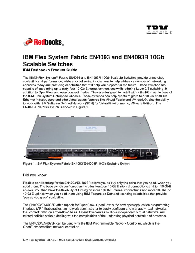 IBM Flex System Fabric EN4093 and EN4093R 10Gb Scalable Switches | PDF
