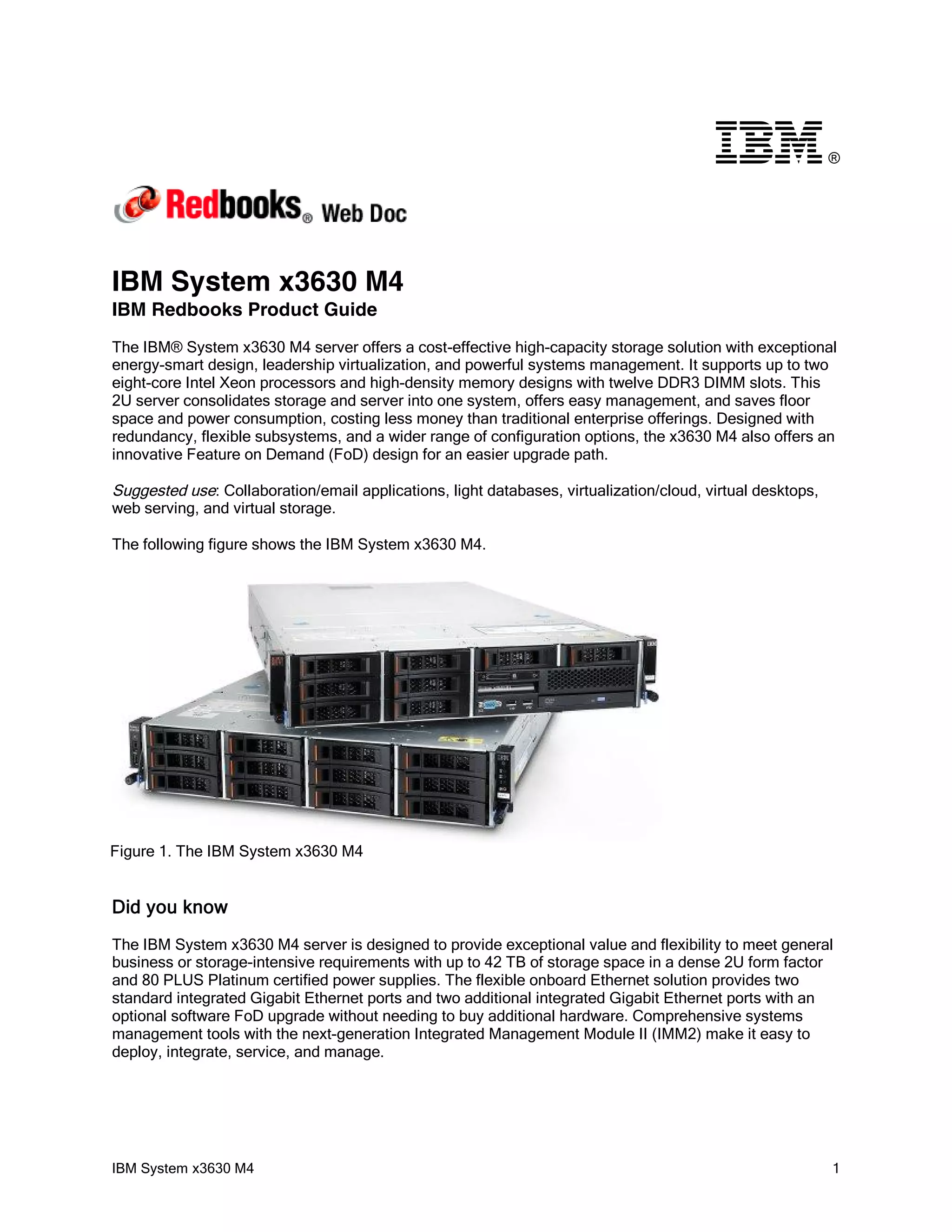 IBM Redbooks Product Guide: IBM System x3630 M4 | PDF | Operating Systems | Computer Software ...