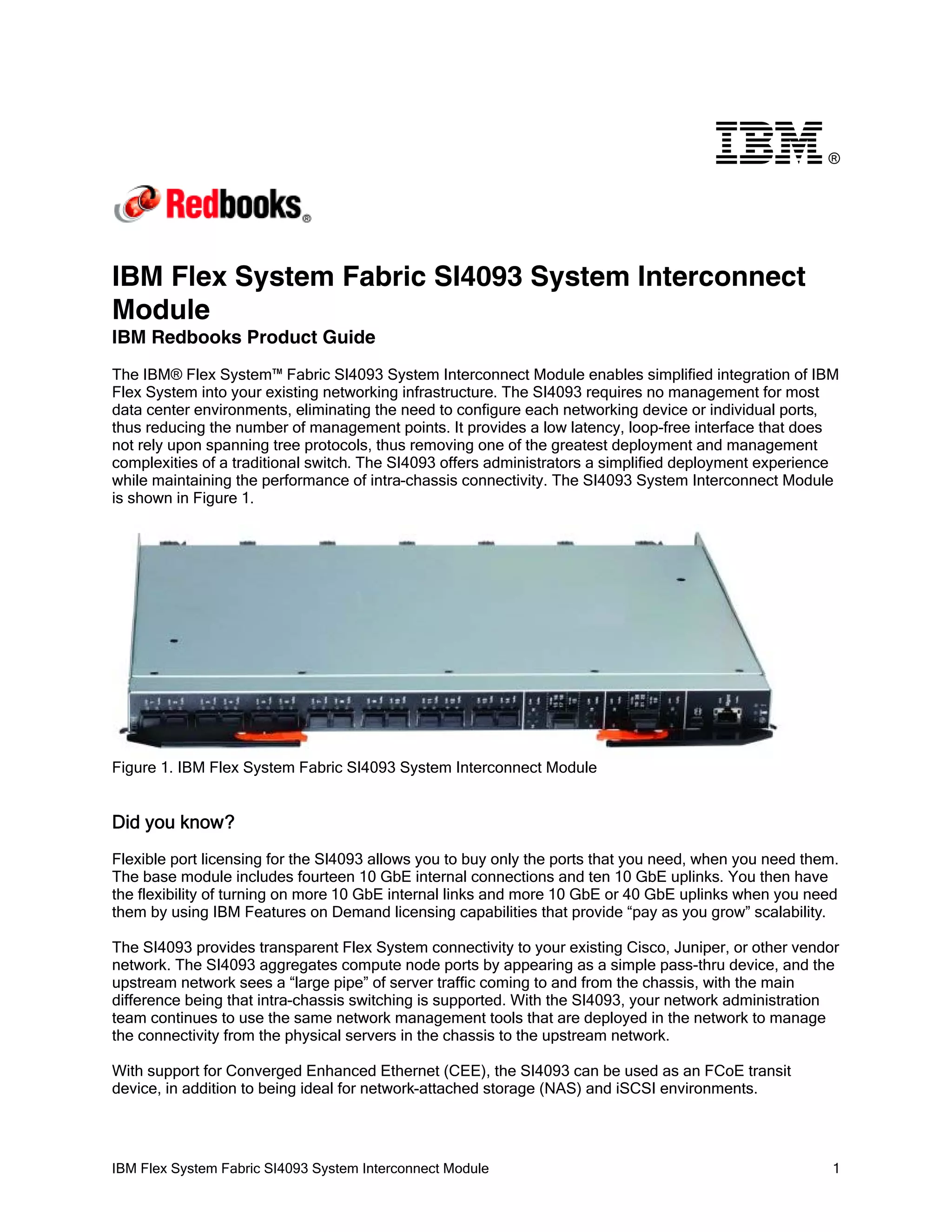 IBM Flex System Fabric SI4093 System Interconnect Module | PDF