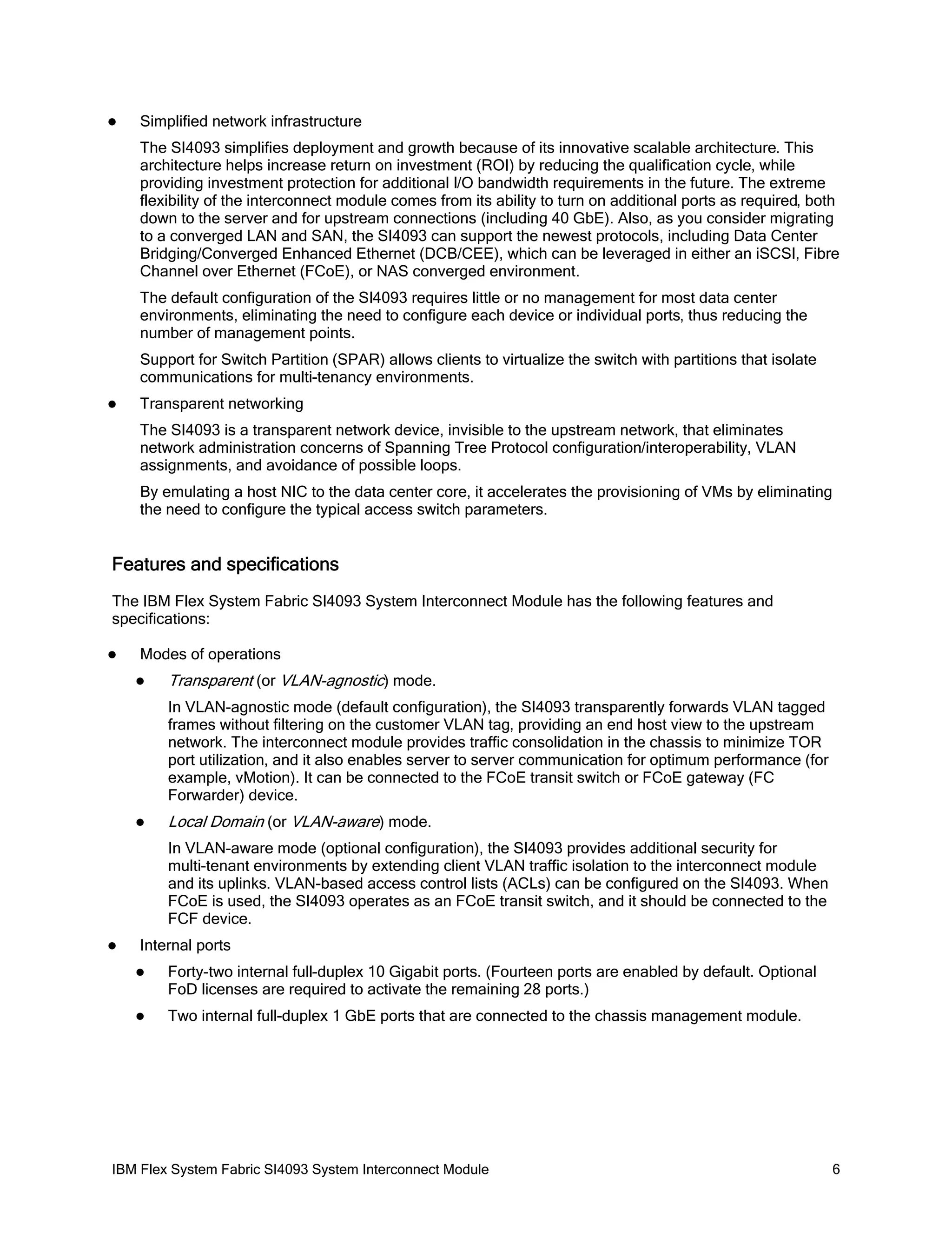 IBM Flex System Fabric SI4093 System Interconnect Module | PDF