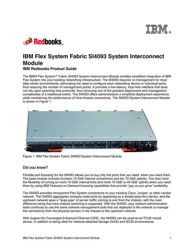 IBM Flex System Fabric SI4093 System Interconnect Module | PDF